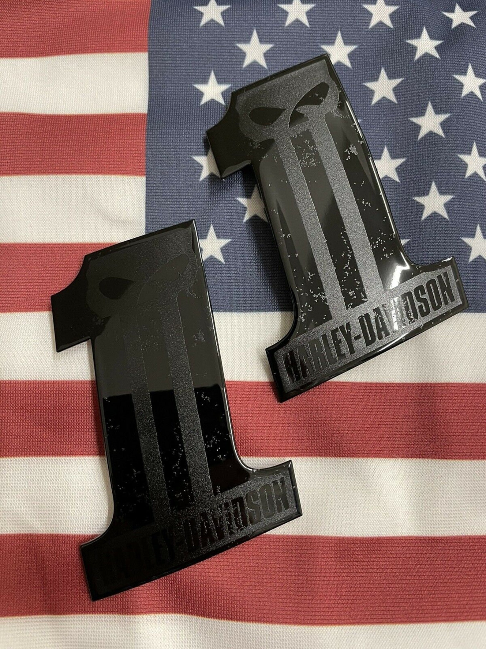 Custom Harley 1 metal tank emblems badge Scull gloss/matte | Etsy