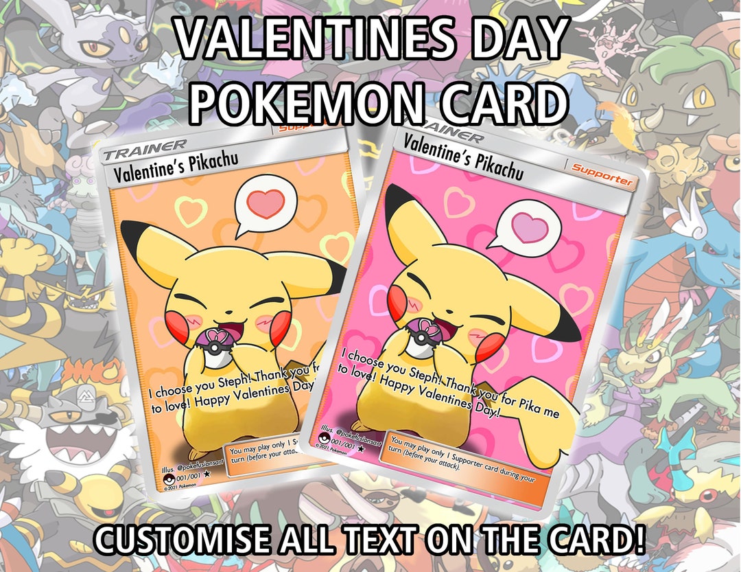 Custom Made Valentine's Day Cute Couples Pokémon Card Choose Your Own ...