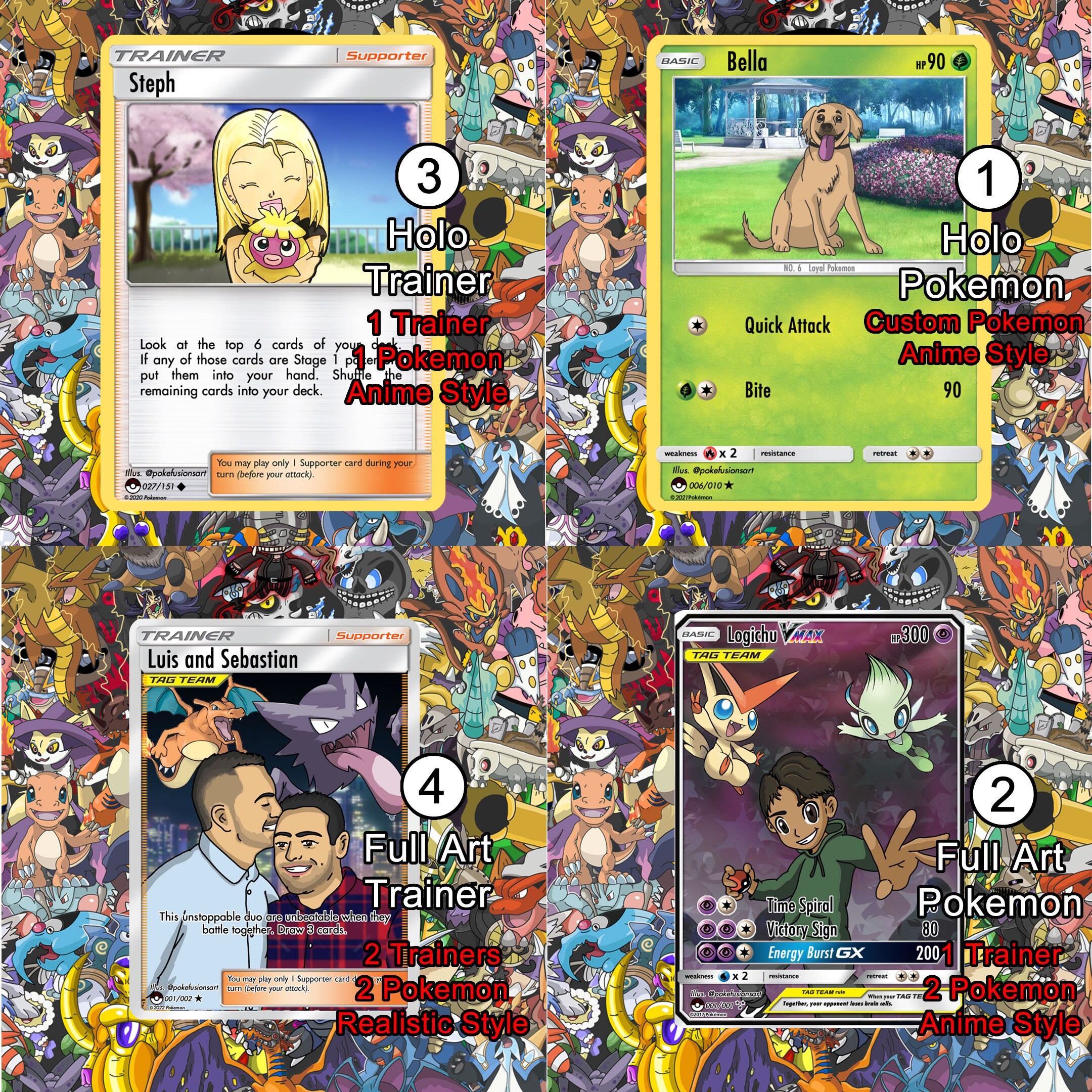 Custom Made Pokemon Cards Become a Pokemon Card Full Art - Etsy