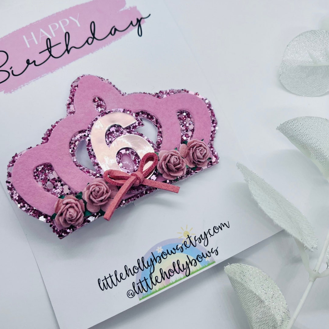 Pink Birthday Tiara Hair Clip. Birthday Accessories for Girls. Handmade ...