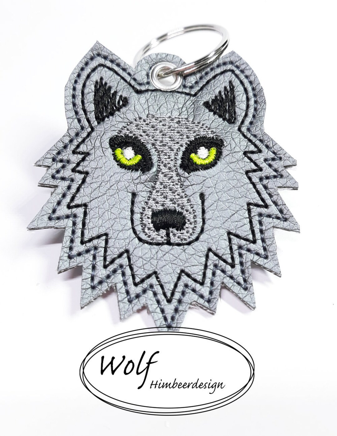Wolf Keyring ITH Embroidery File Embroidery in the Hoop Snap Tab Key ...