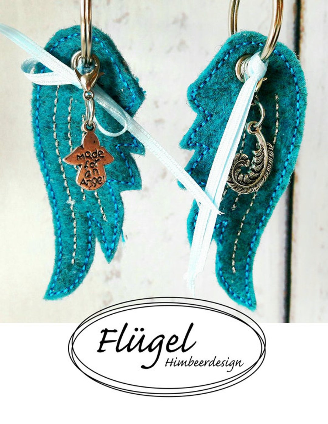 Wing Angel Angel Wings Keychain ITH Embroidery File Embroidery - Etsy