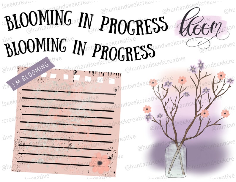 Blooming in Progress Spring Printable Sticker Sheet for | Etsy