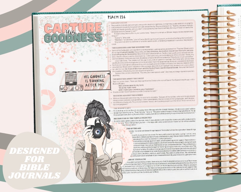 Capture His Goodness, Bible Journaling Printable Sticker Sheet, Psalms ...
