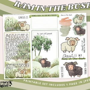 Ram in the Bush, Printable Sticker Kit-bible Journaling, Faith Planner ...