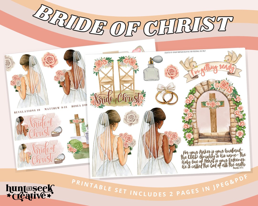 Bride of Christ, Bridal Clipart Printable Sticker Kit for Bible ...