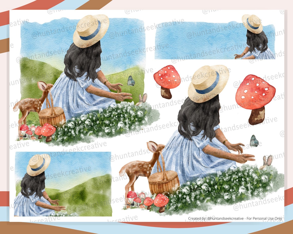 Woodland Woman Cottage-core Printable Stickers for Bible - Etsy