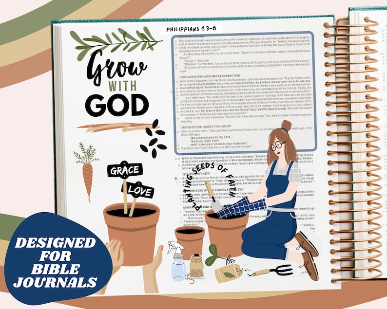 Grow With God, Bible Journaling Printable, Spring, Journal Stickers ...