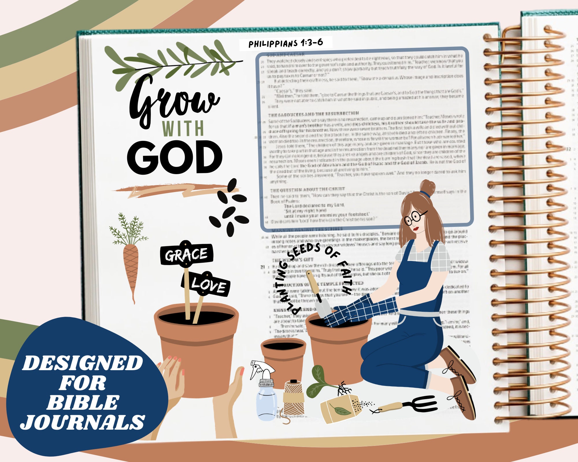 Grow With God, Bible Journaling Printable, Spring, Journal Stickers ...