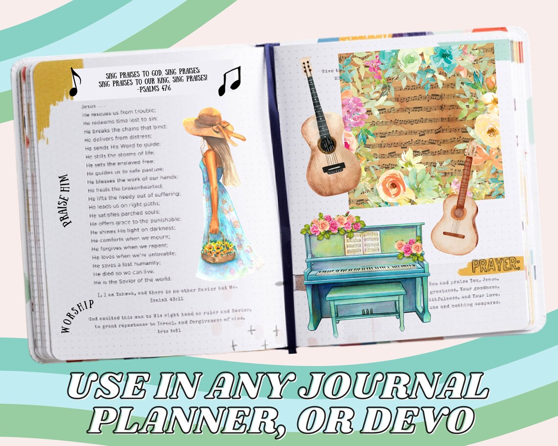 Sing A New Song, Printable Sticker Sheet - Bible Journaling, Scripture ...