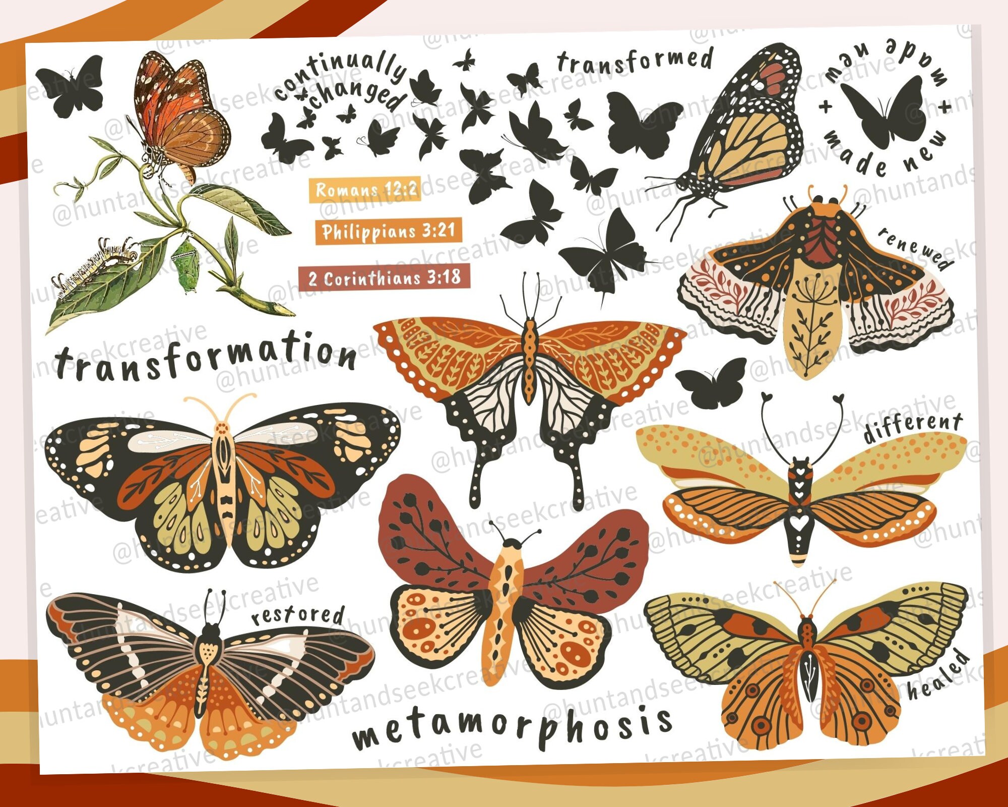 Transformation, Bible Journal Printable Stickers, Butterfly Ephemera ...