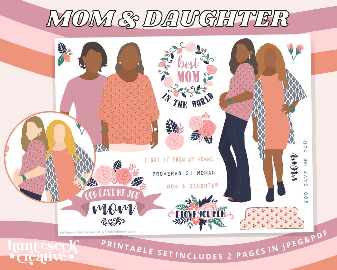 Mom and Daughter, Bible Journaling Kit, Printable Sticker Sheet ...