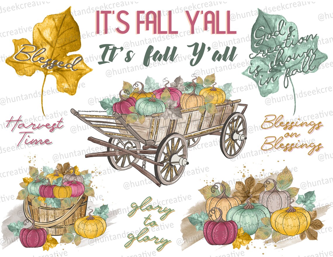 It's Fall Y'all Pumpkin Patch Clipart Autumn Vibes - Etsy