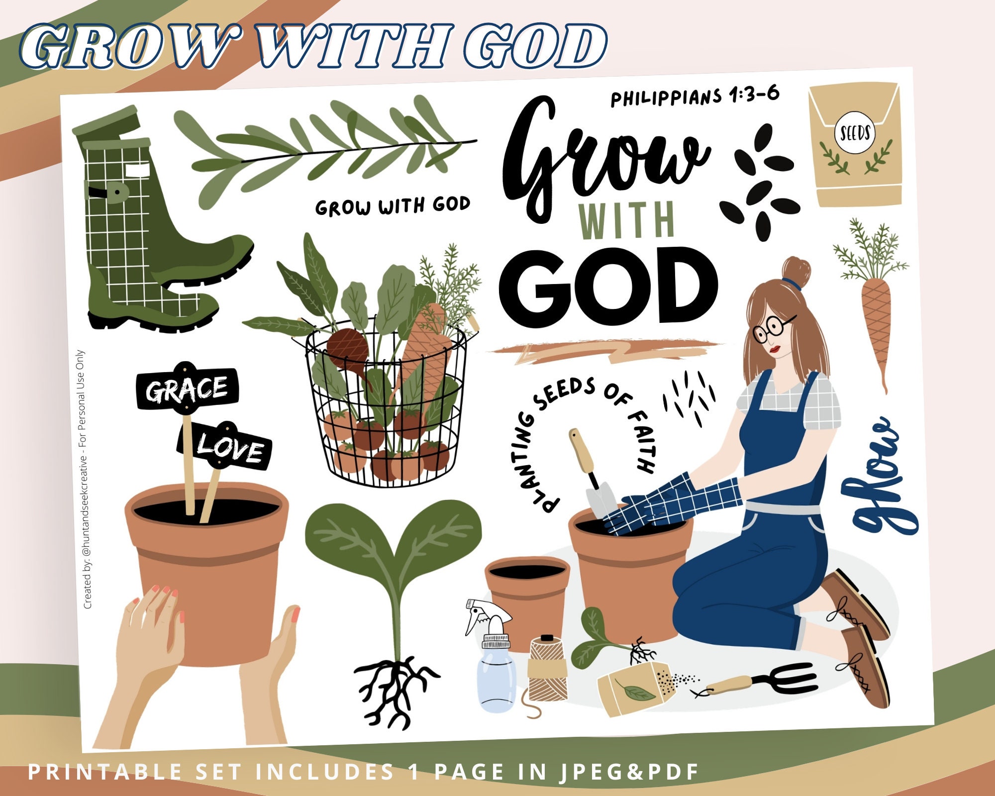 Grow With God Bible Journaling Printable Spring Journal - Etsy