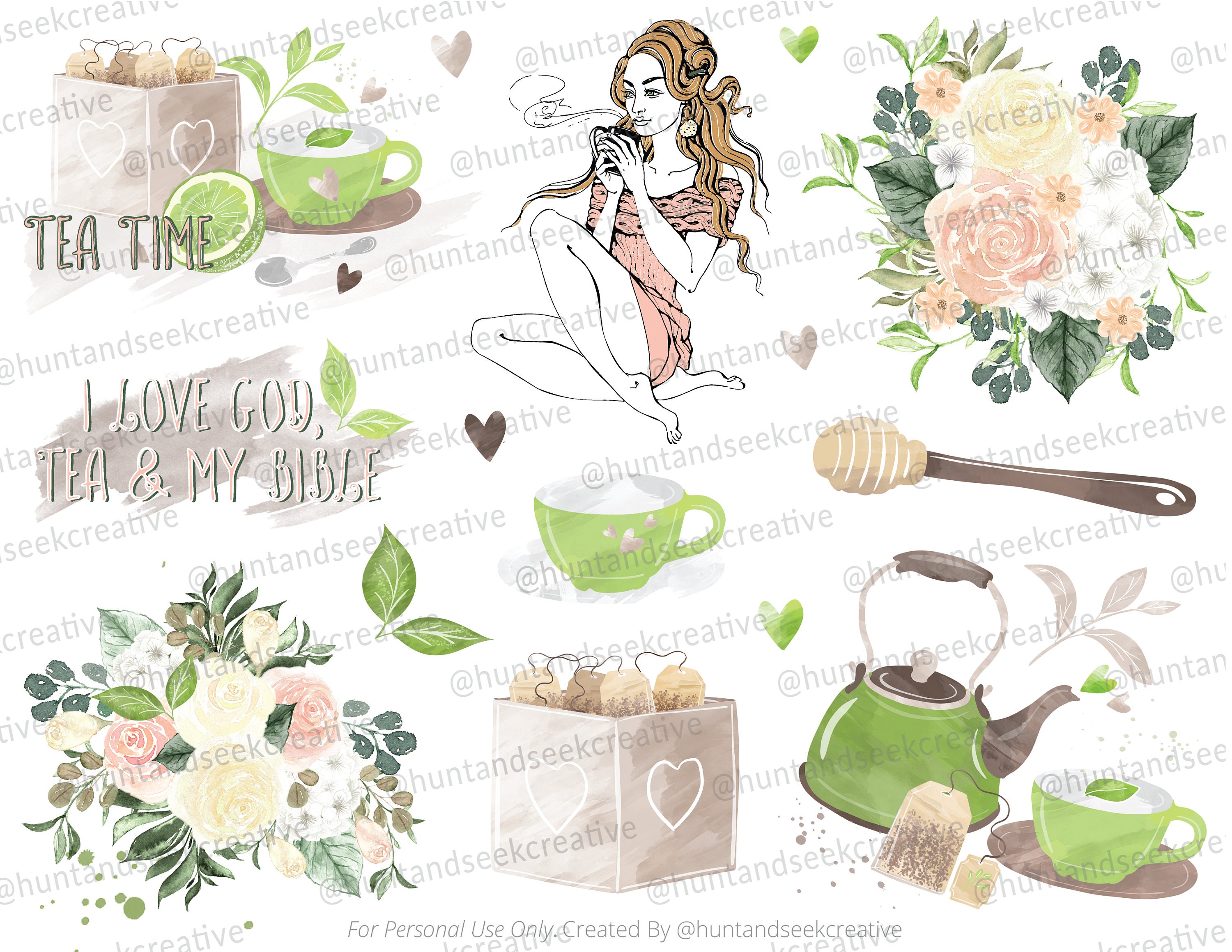 Tea & Jesus Printable Sticker Sheet for Bible Journaling, Faith Planner ...