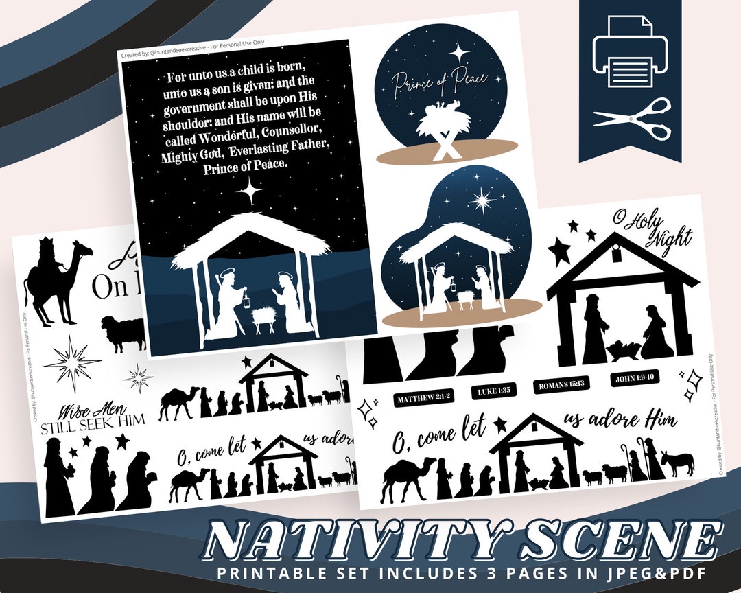 Nativity Scene Clipart, O Holy Night, Peace on Earth, Wise Men ...
