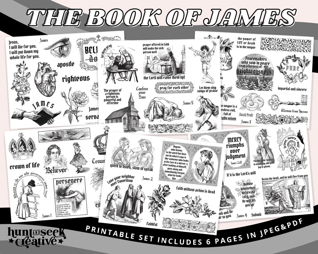The Book of James, Printable Stickers for Bible Journaling, Devotional ...