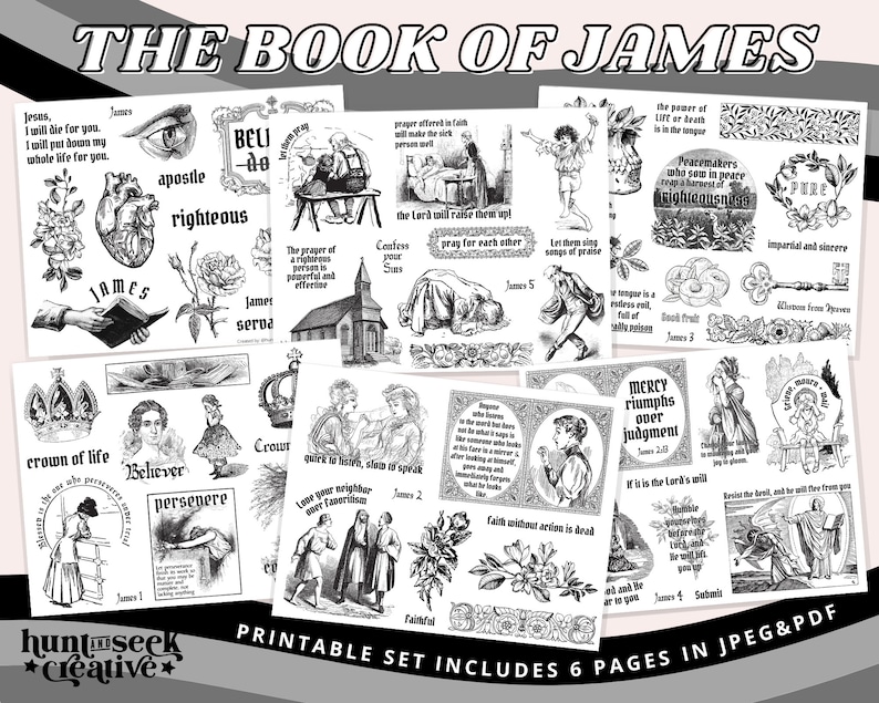 The Book of James, Printable Stickers for Bible Journaling, Devotional ...
