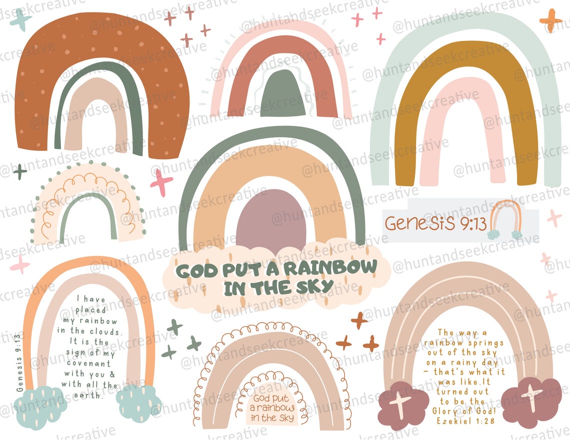 Bible Journaling Printable, Rainbow Clipart, Faith Planner, Christian ...