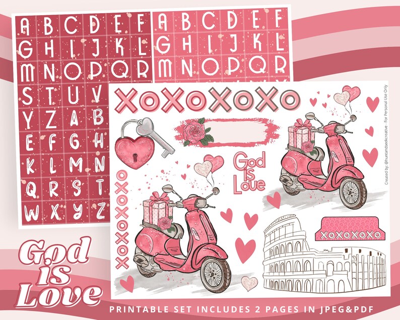 God is Love Valentines Printable Sticker Kit for Bible | Etsy