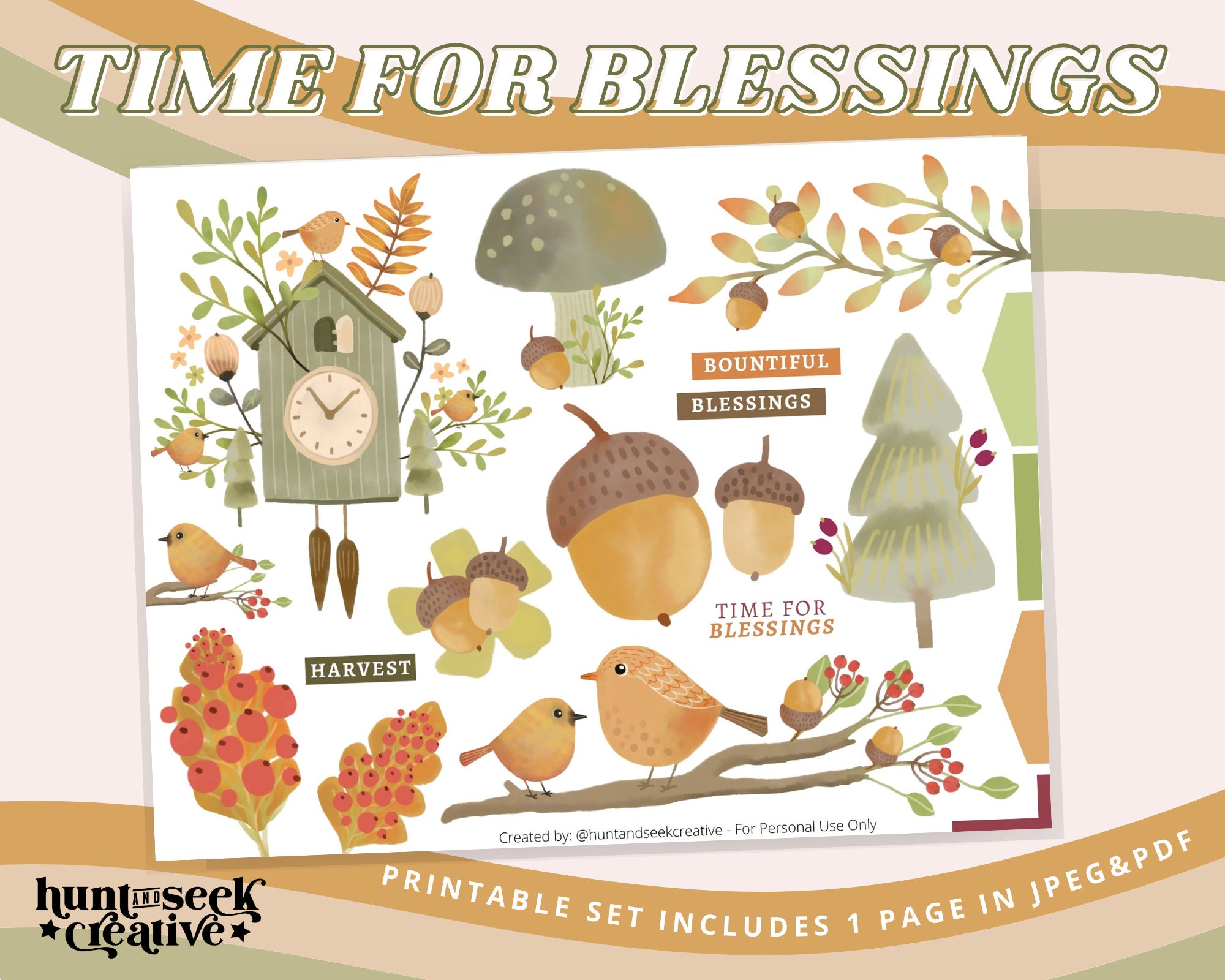 Time for Blessings Fall & Autumn Printable Sticker Sheet - Etsy