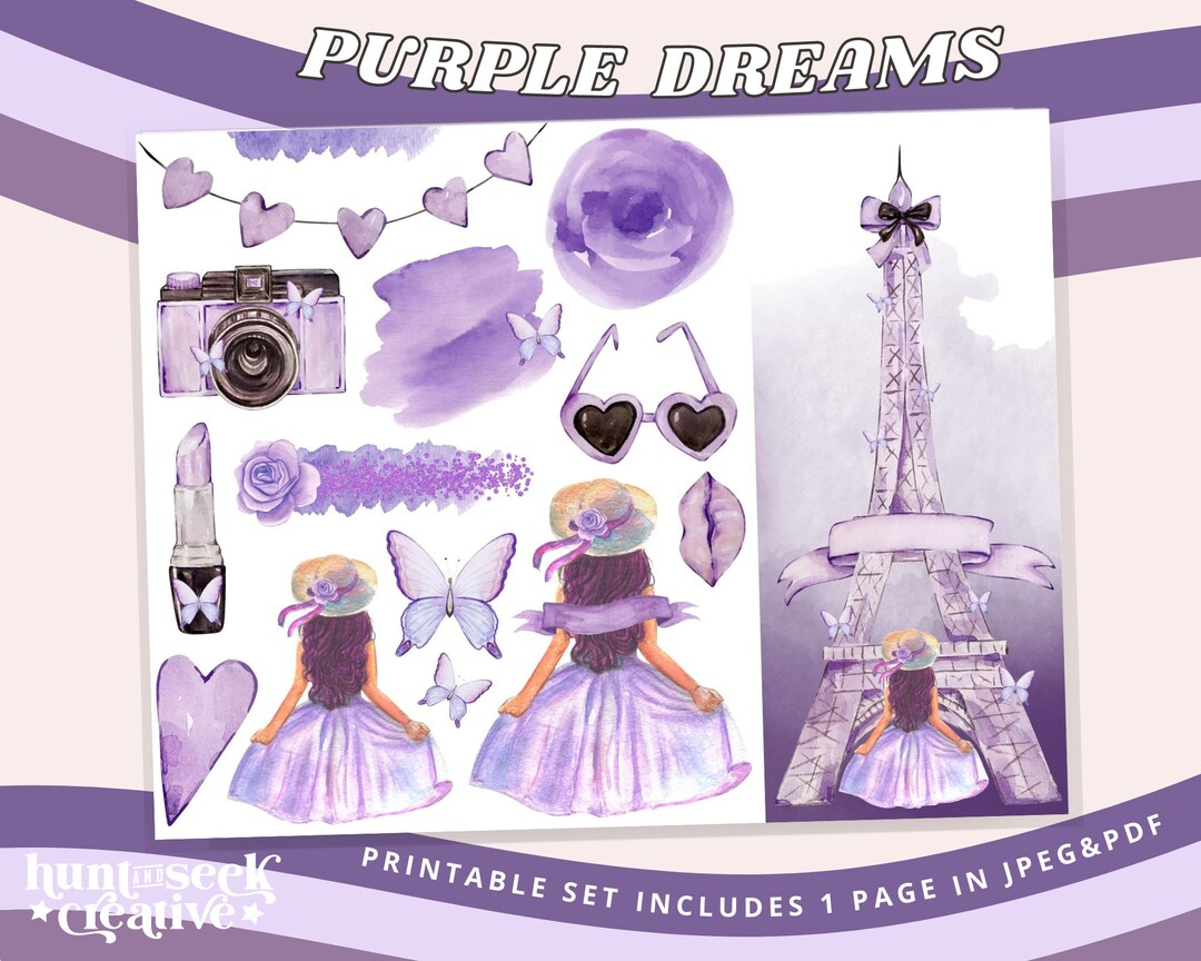 Purple Dreams Printable Sticker Sheet for Bible Journaling, Faith ...