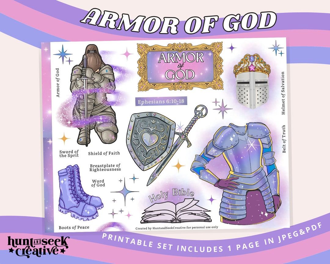 Armor of God Printable Graphic Sticker Set for Bible Journaling, Faith ...