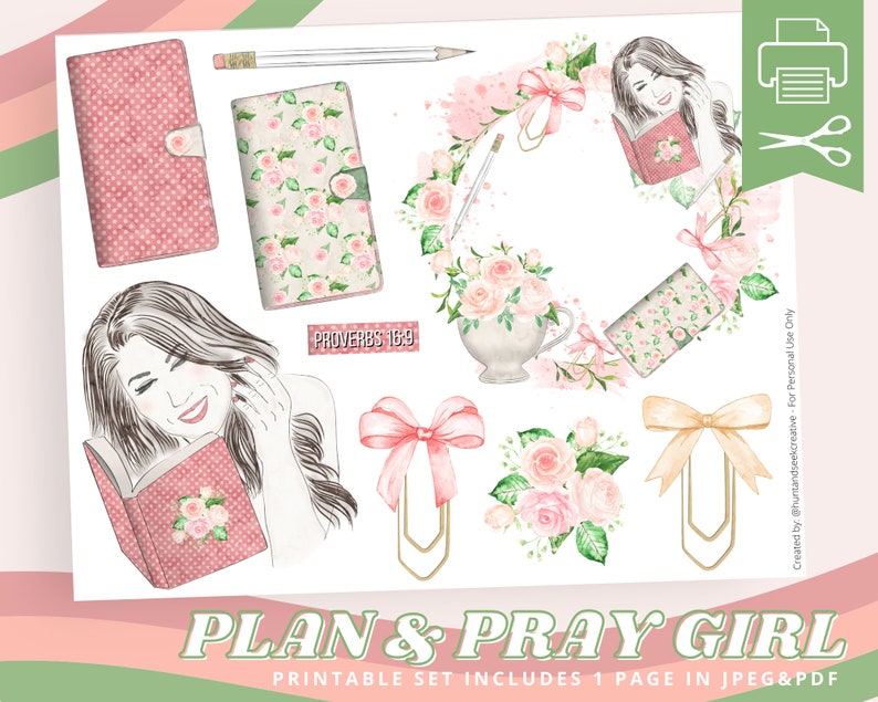 Plan & Pray Girl Planner Printable Sticker Sheet for Bible - Etsy