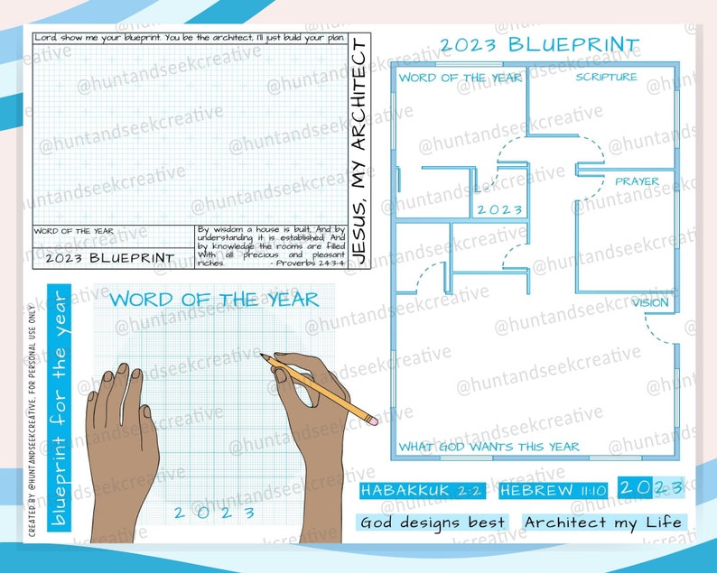 2023 Blueprint Word of the Year Printable Sticker Sheet for - Etsy