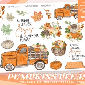 Autumn Leaves Jesus & Pumpkins Please, Fall, Autumn Printable Sticker ...