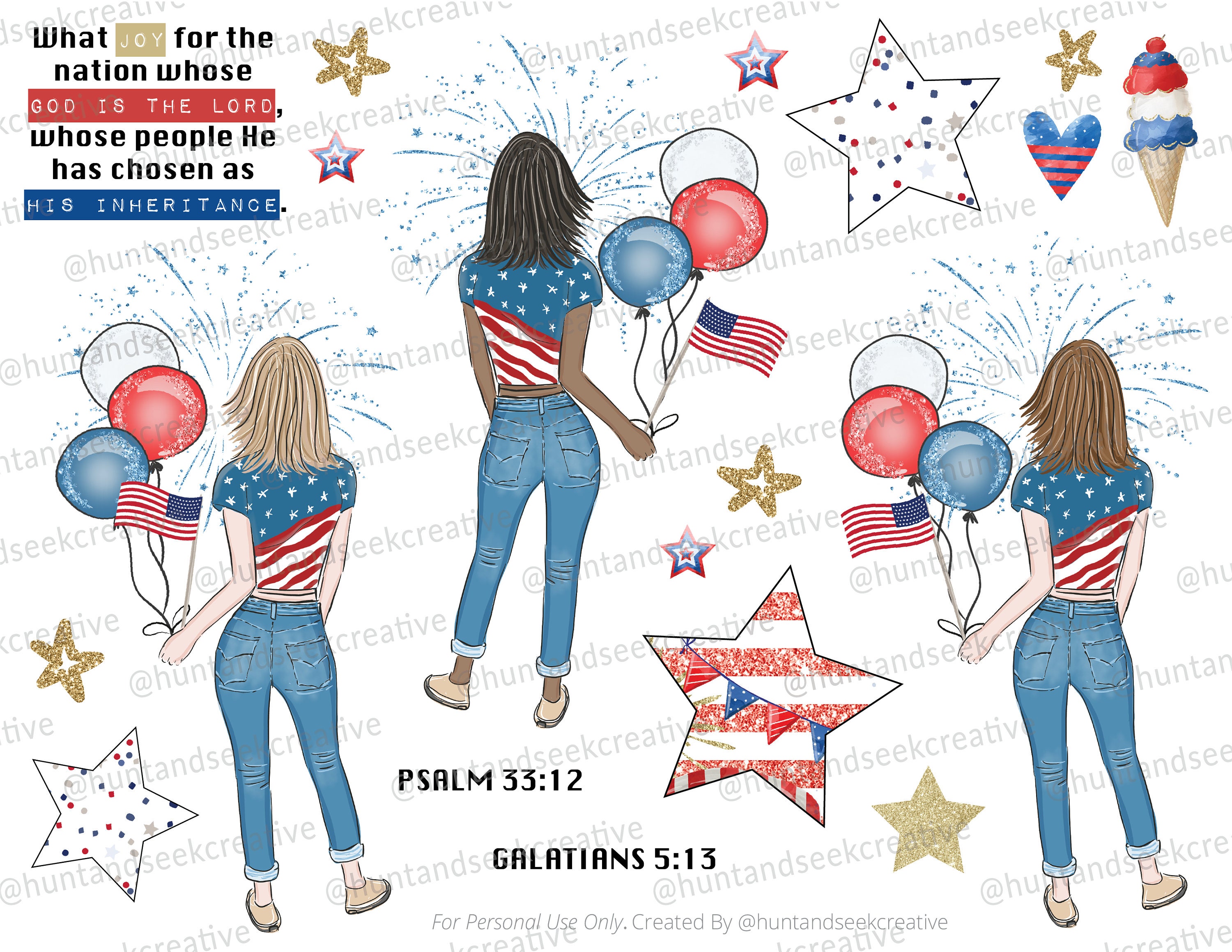 Freedom Girls Bible Journaling Printable 4th of July - Etsy