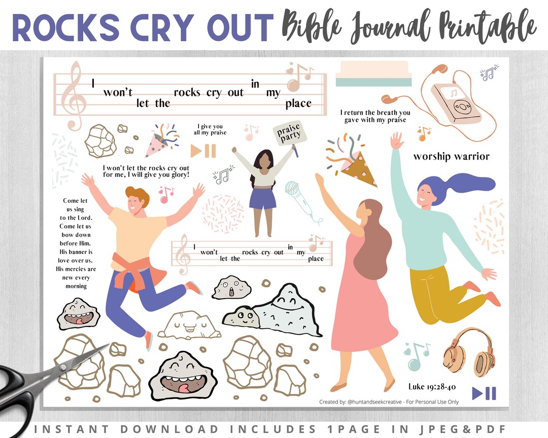 Bible Journaling Printable,rocks Cry Out,praise & Worship,faith Planner ...
