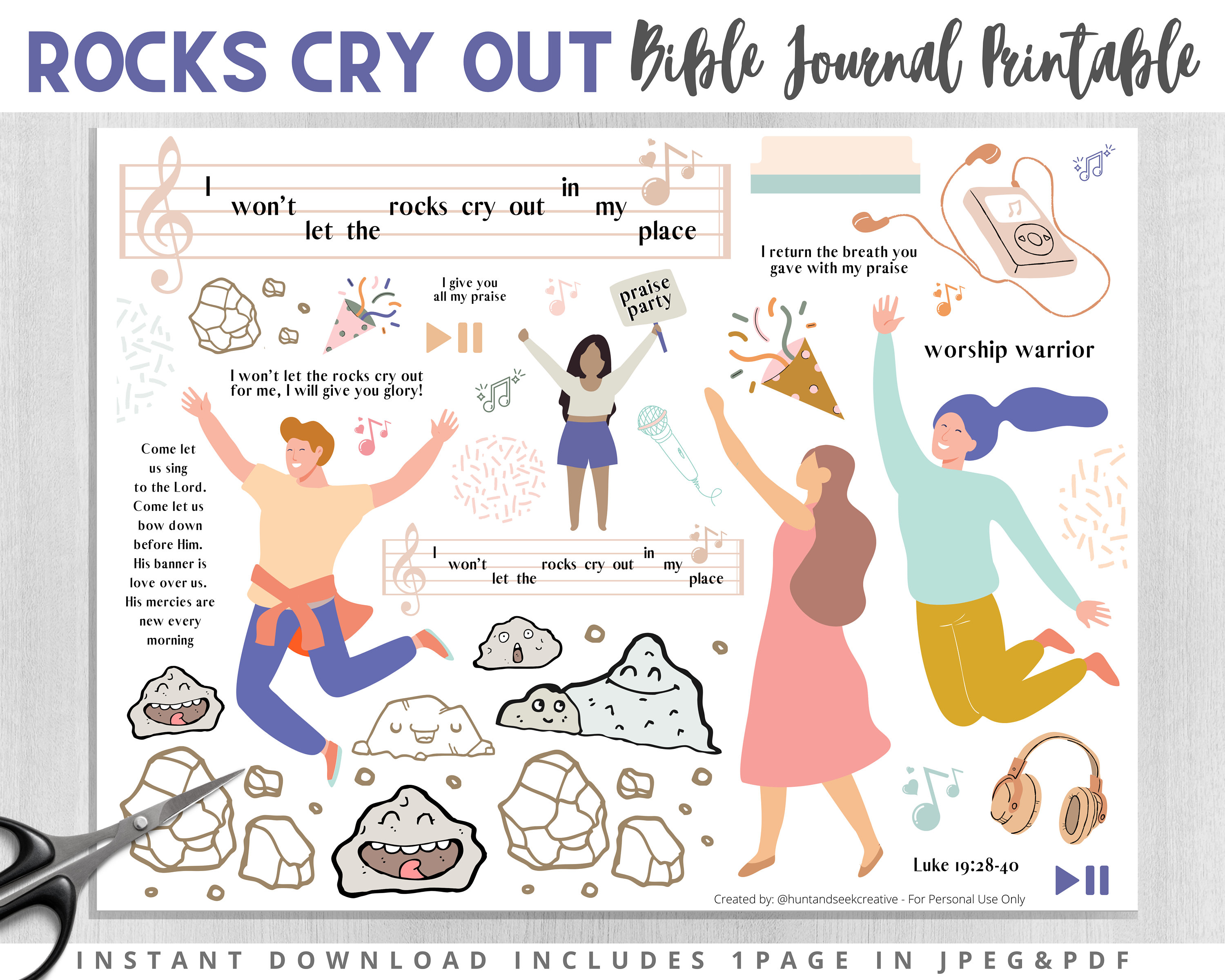 Bible Journaling Printablerocks Cry Outpraise & - Etsy