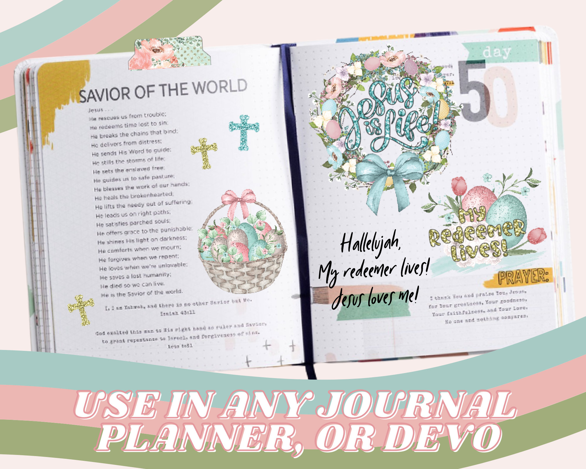 Easter Bible Journaling Printable Sticker Sheet My Redeemer - Etsy
