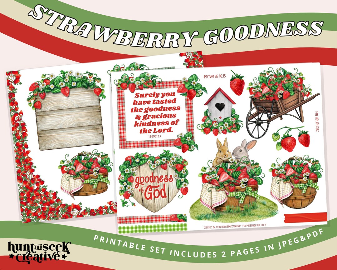 Strawberry Goodness, Christian Printable Sticker Sheet for Bible ...