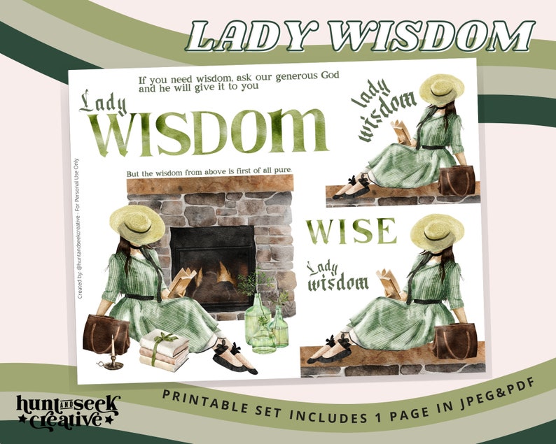 Lady Wisdom, Printable Stickers for Bible Journaling, Faith Planner ...