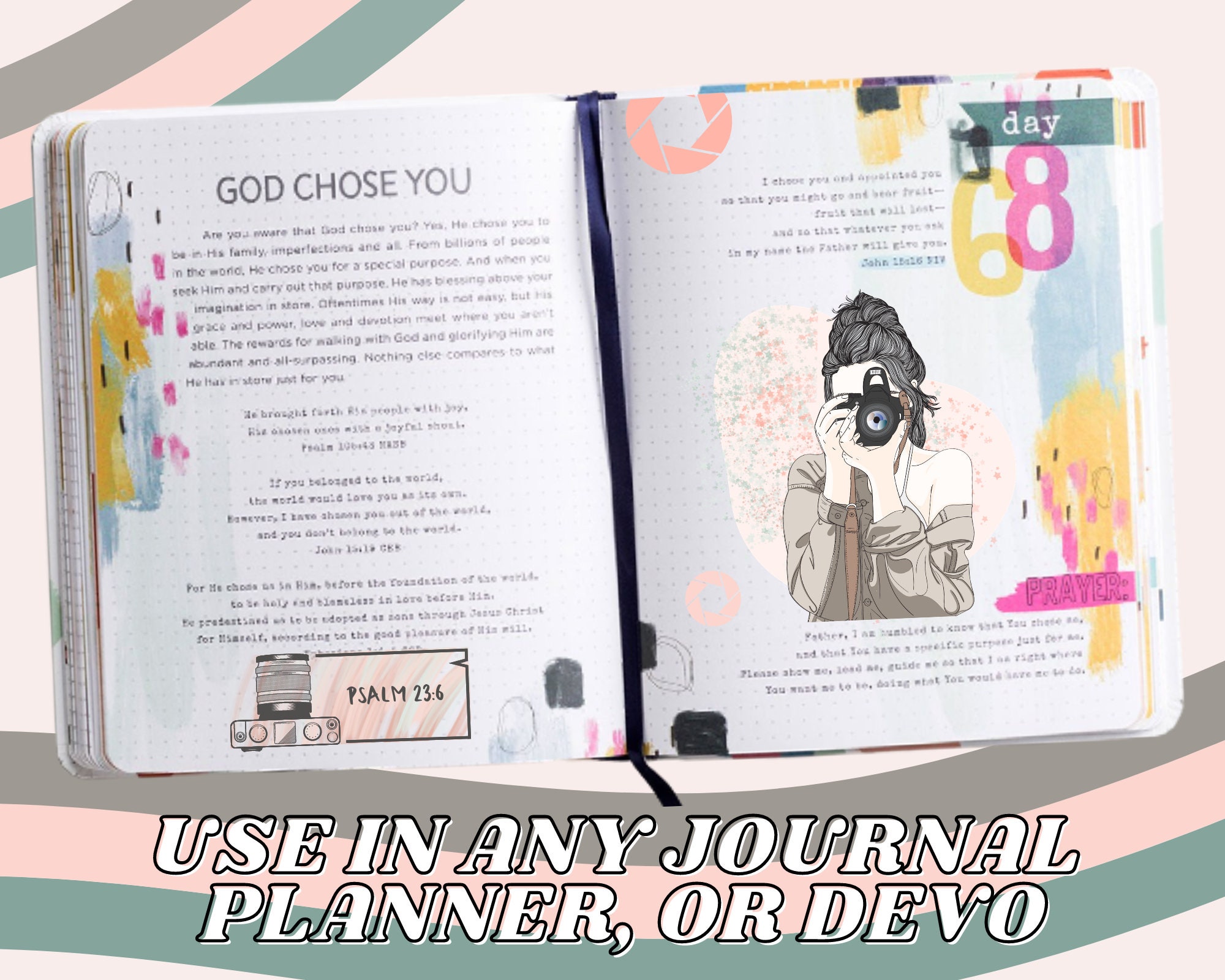 Capture His Goodness, Bible Journaling Printable Sticker Sheet, Psalms ...