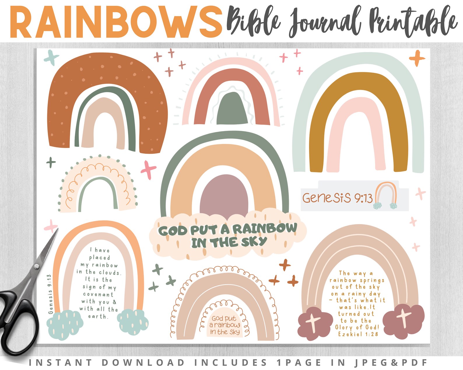 Bible Journaling Printable Rainbow Clipart Faith Planner - Etsy