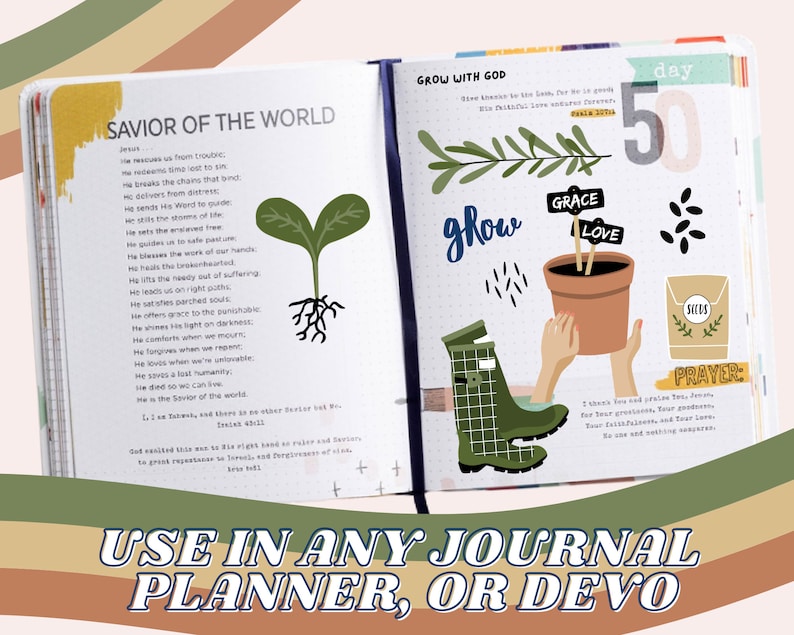 Grow With God, Bible Journaling Printable, Spring, Journal Stickers ...