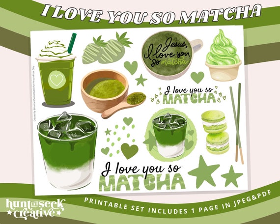 I Love You so Matcha Printable Sticker Sheet Bible | Etsy