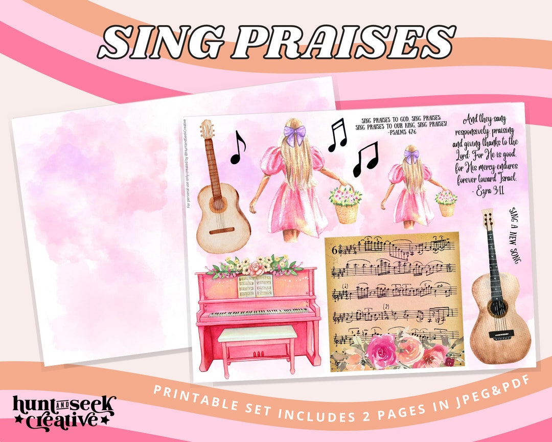 Sing Praises, Printable Sticker Sheet - Bible Journaling, Scripture ...