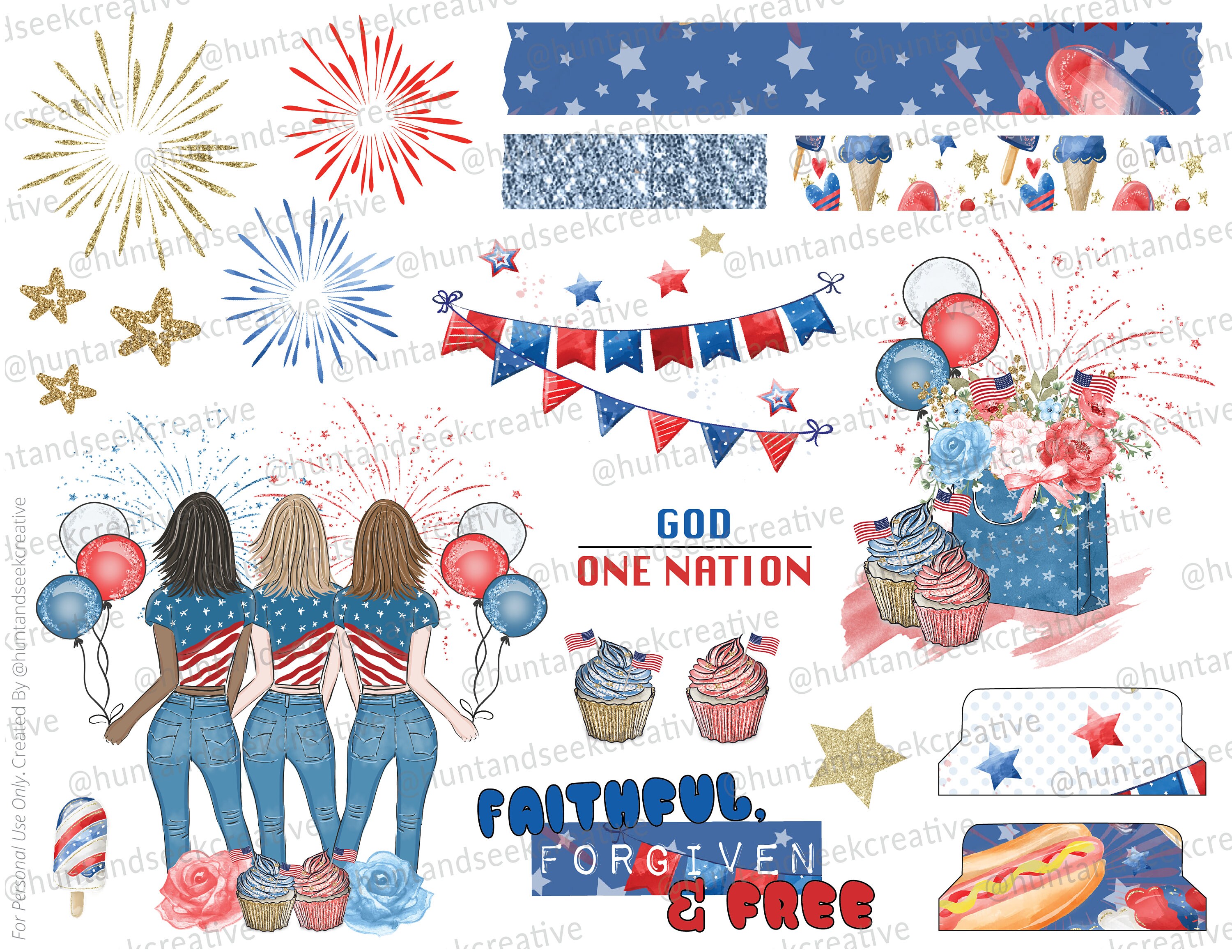 Freedom Girls Bible Journaling Printable 4th of July - Etsy