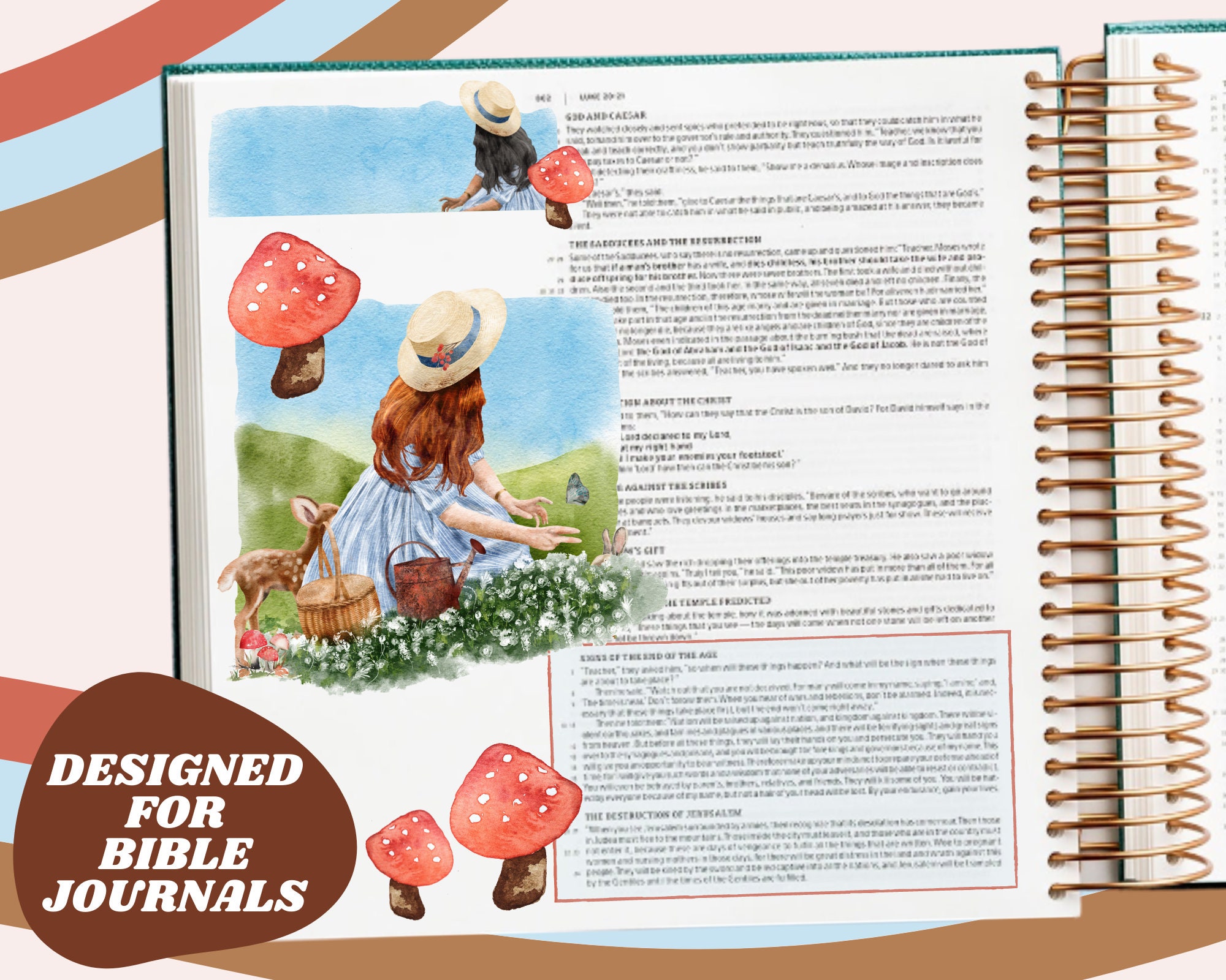 Woodland Woman Cottage-core Printable Stickers for Bible - Etsy