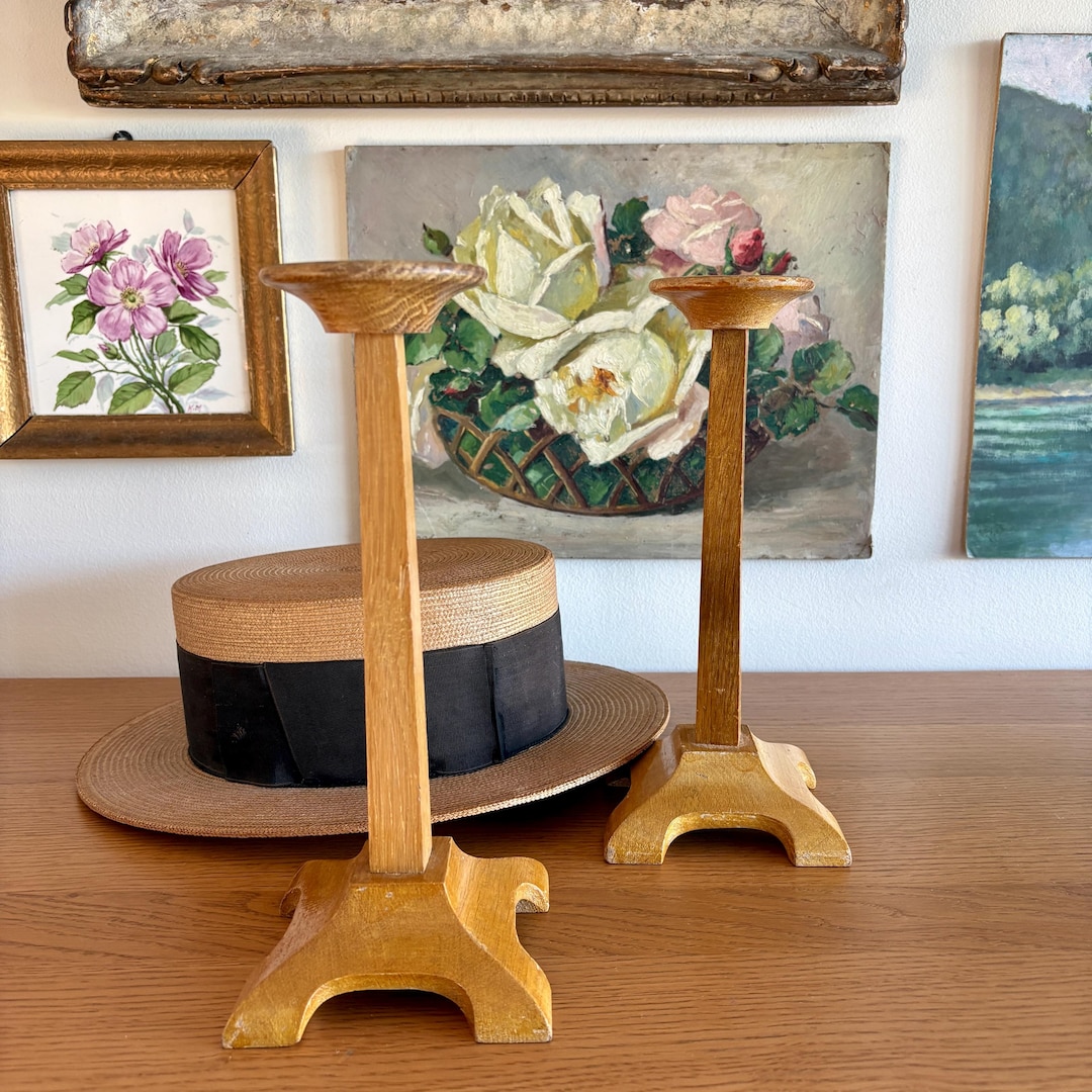 Pair of Vintage French Wood Hat Stands : Early 20th Century Vintage ...