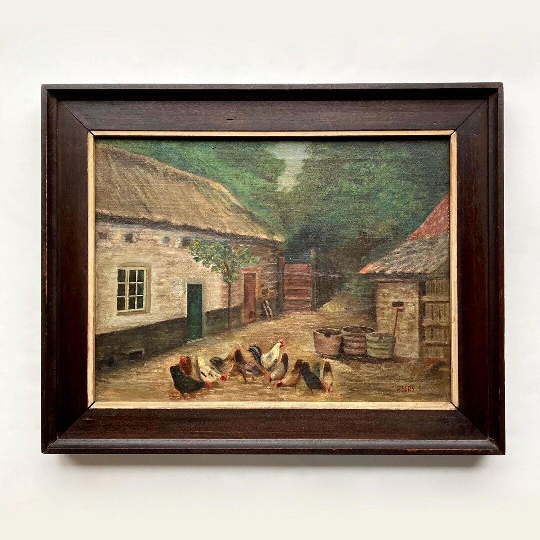 Large Vintage 1940s French Original Oil Painting Signed by Artist ...
