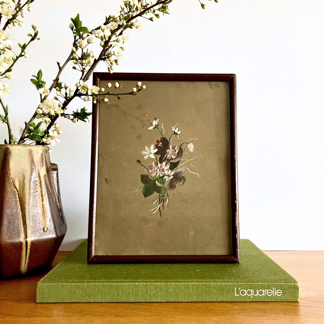 Vintage French Original Pastel Drawing Signed by Artist, Framed Floral ...