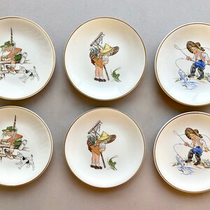 Set of 10 Antique French Small Plates by KG Luneville, 5 Different ...