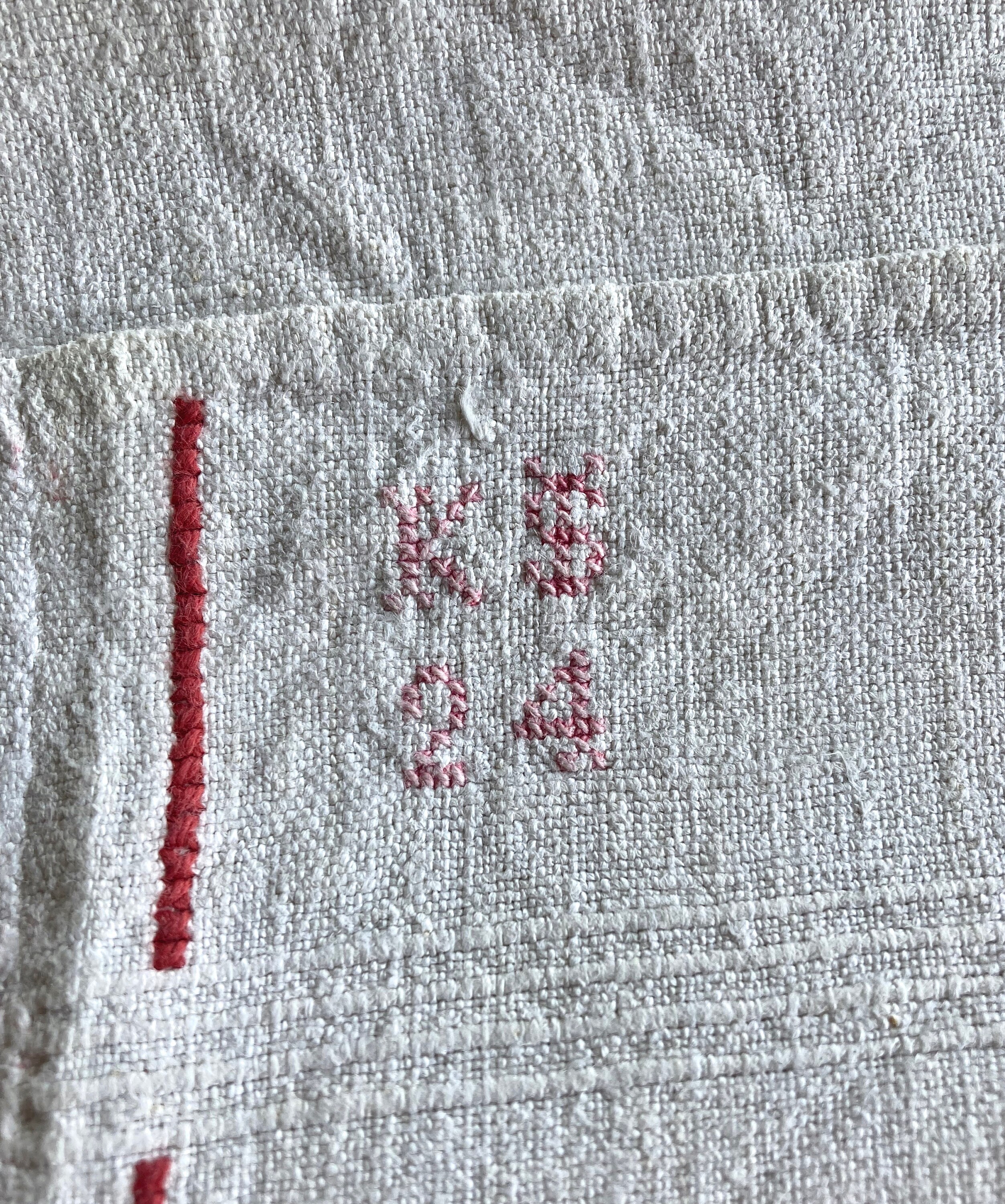 Small Antique French Cotton Tablecloth With Embroidered Winter Decor ...