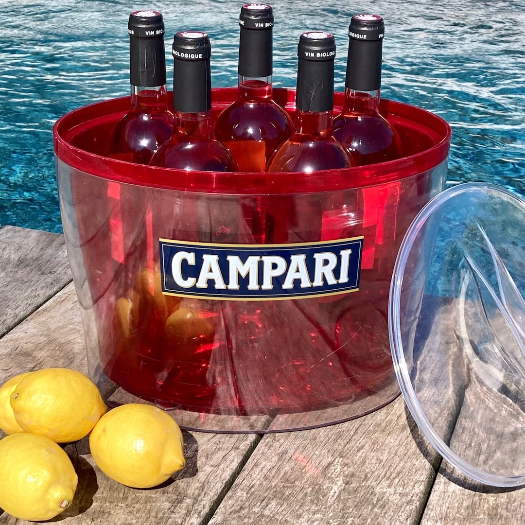 Large Vintage Italian Campari Ice Bucket With Lid, Promotion Campari ...
