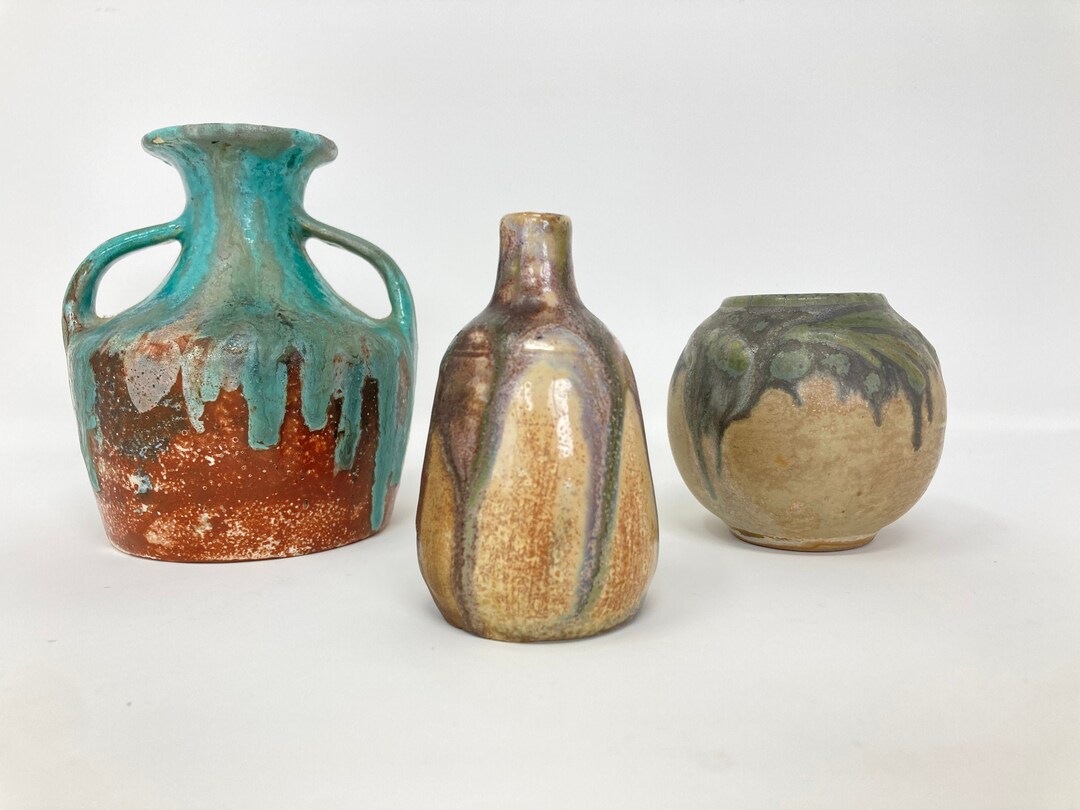 Collection of Small Vintage French Handmade Pottery Pieces Signed by ...